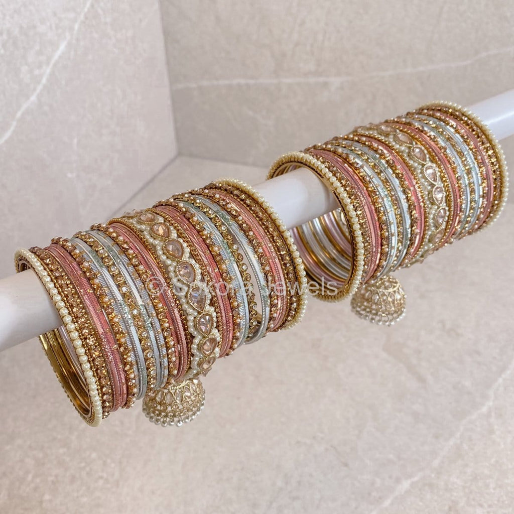 Aafiya Bridal Bangle Set - Pastels/Champagne – SOKORA JEWELS