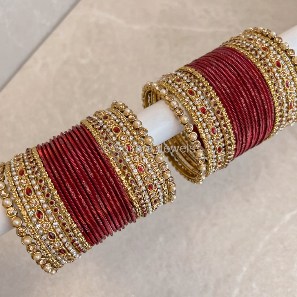 Devika Bangle Set - Maroon – SOKORA JEWELS