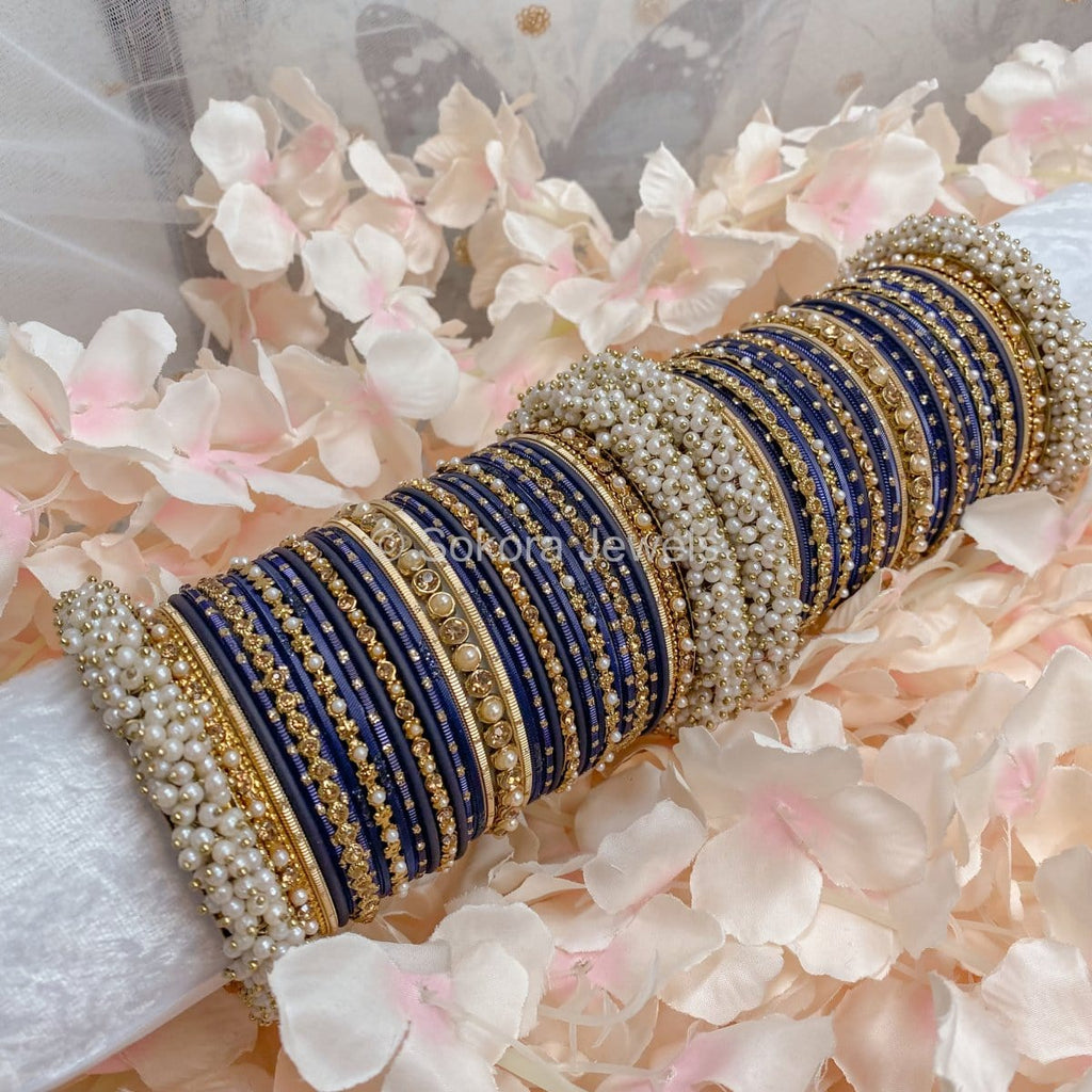 Thanjina Navy Bangle stack – SOKORA JEWELS