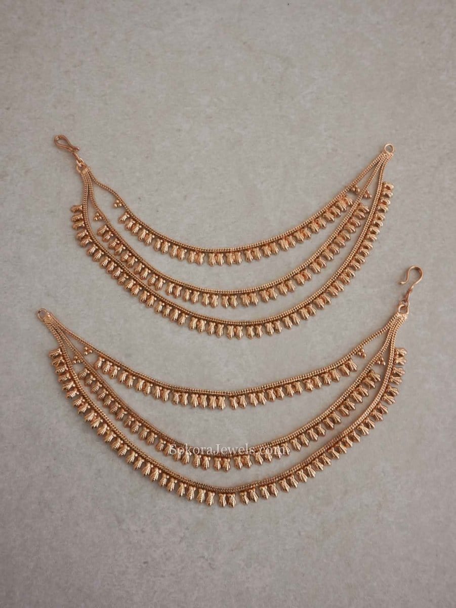 3 Line Bright Gold Earring Chains – SOKORA JEWELS