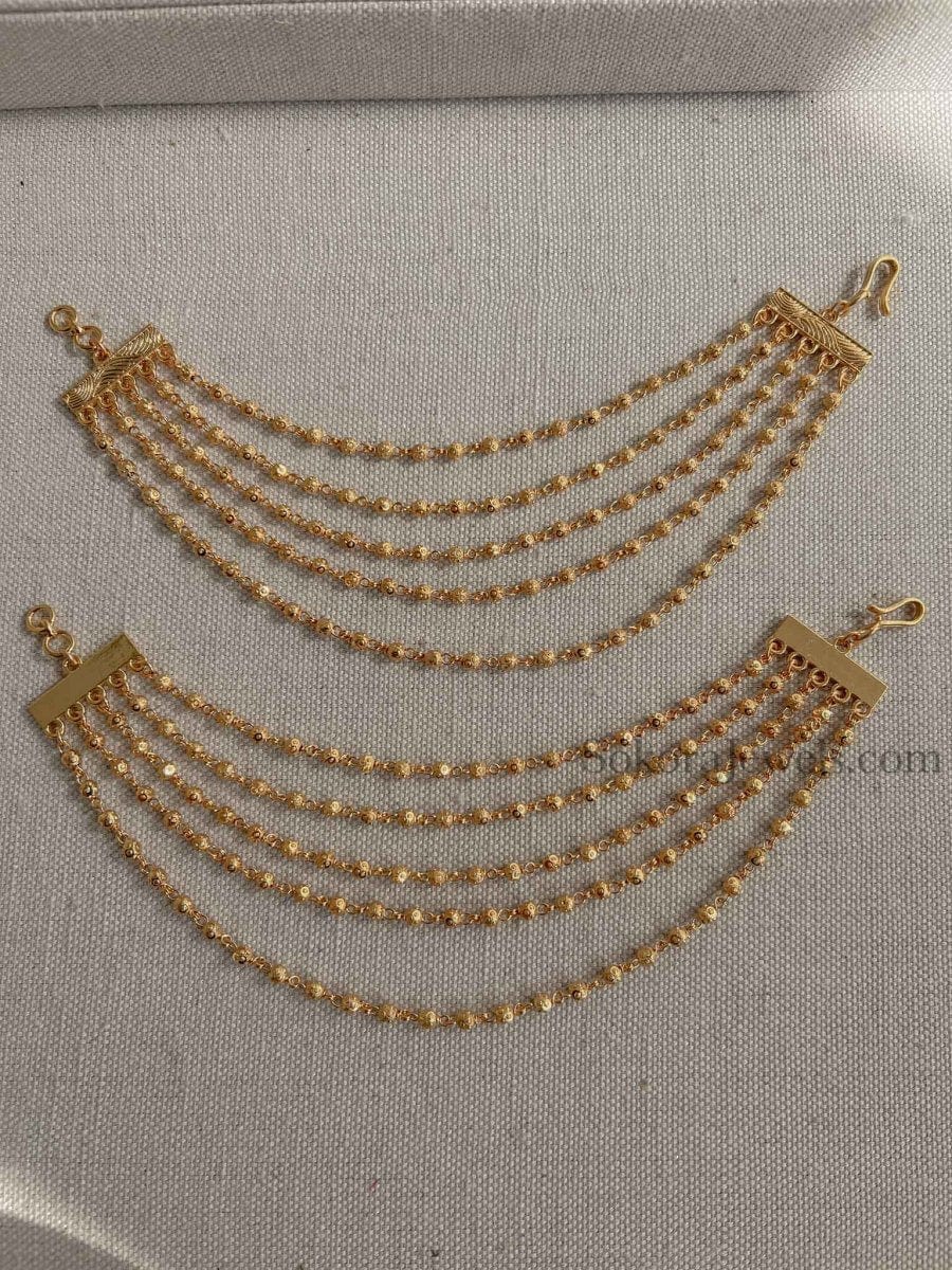 5 Line Bright Gold Earring Chains – SOKORA JEWELS