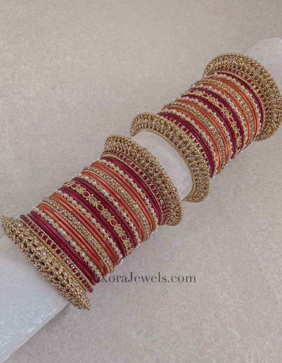 Aleena Multi-Shade Bangle Set - 3 Colour Options – SOKORA JEWELS
