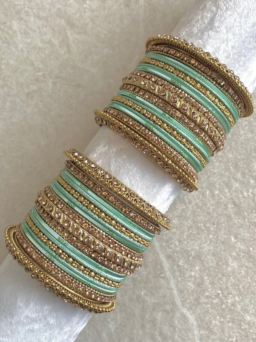 Small Golden Shimmer Crystal Bangles – SOKORA JEWELS