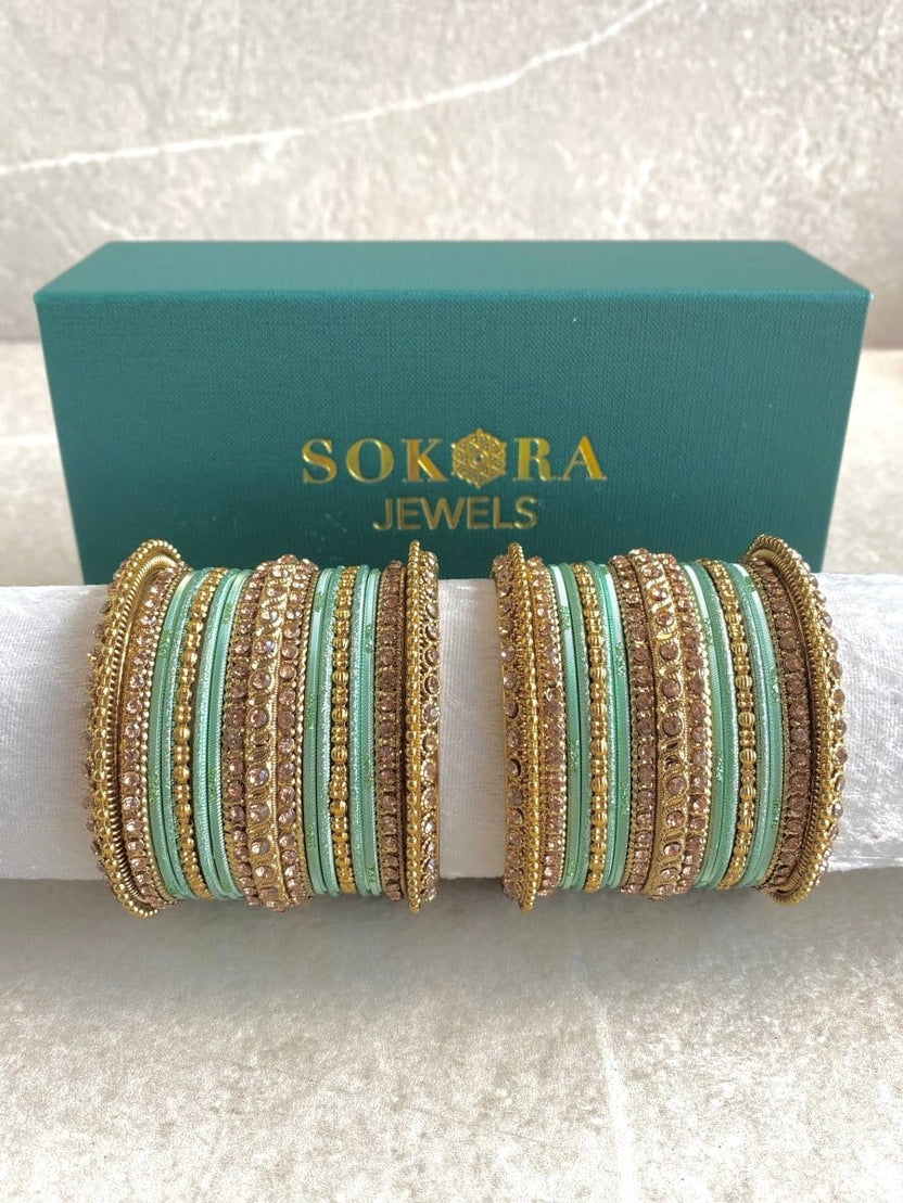 Small Golden Shimmer Crystal Bangles – SOKORA JEWELS