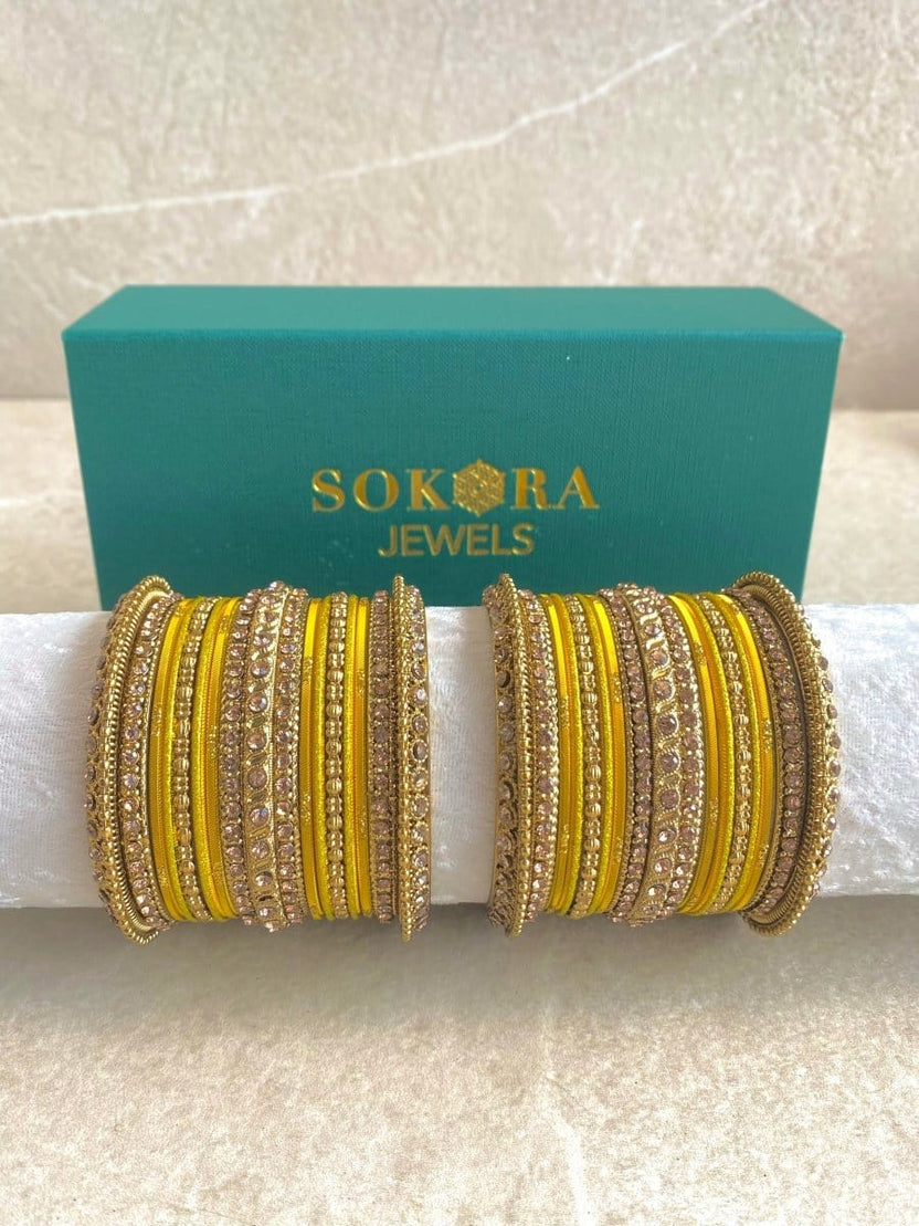 Small Golden Shimmer Crystal Bangles – SOKORA JEWELS
