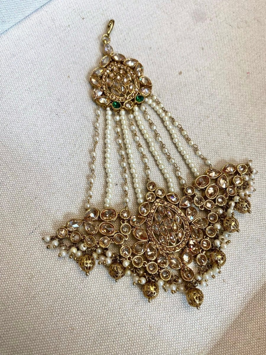 Antique Gold Jhumar - Golden & Green – SOKORA JEWELS