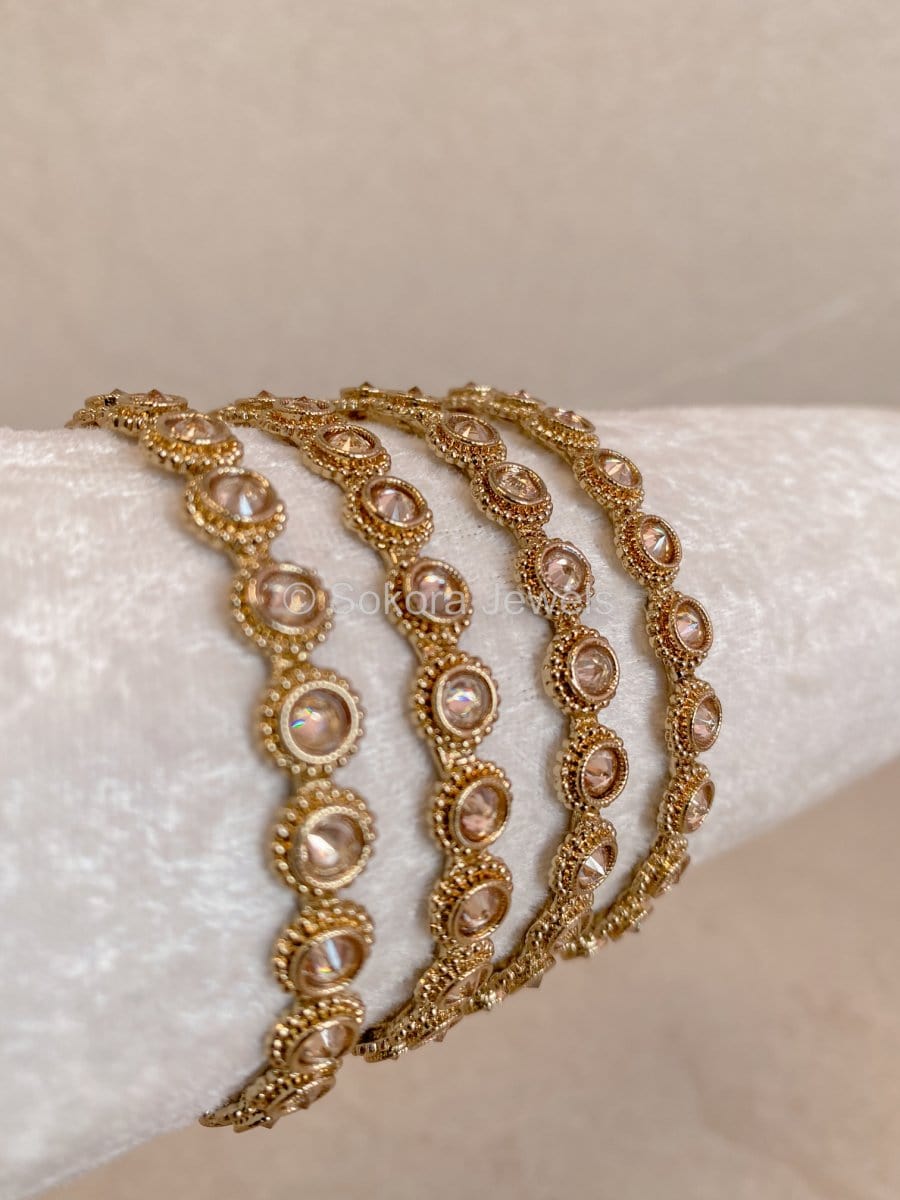 Camellia Kada Bangles - Antique Gold Set of 4 – SOKORA JEWELS
