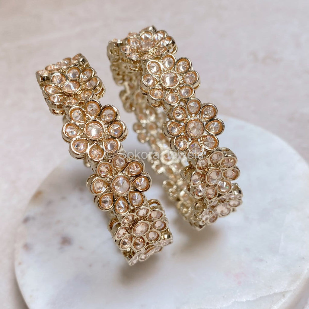 Chunky Daisy Crystal Bangles - Champagne – SOKORA JEWELS
