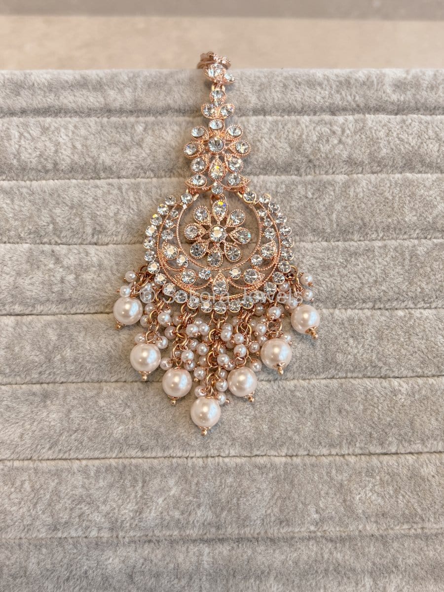 Fakiha Rose Gold Tikka – SOKORA JEWELS