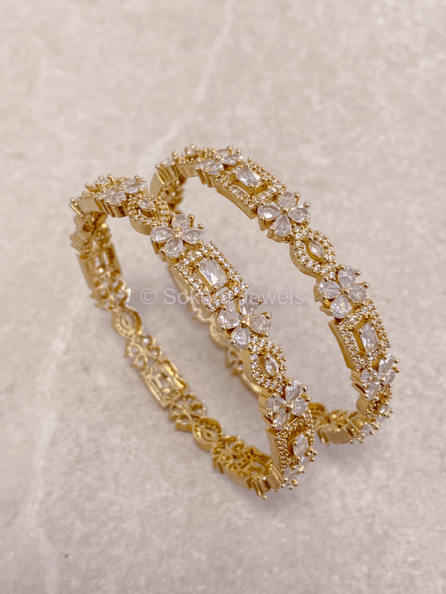 Intricate Detailed Crystal Bangles – SOKORA JEWELS