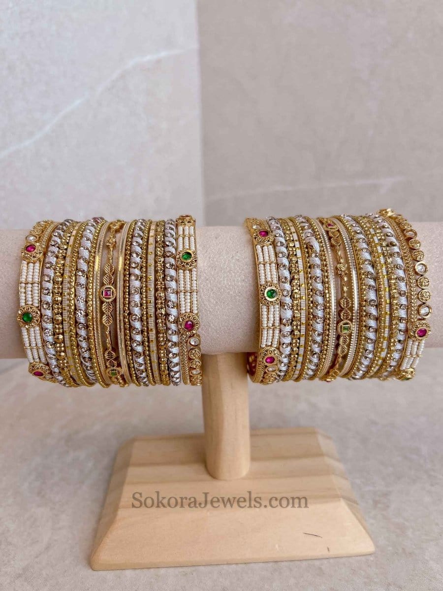 Jeewani Multi Gemstone Bangle Set – SOKORA JEWELS