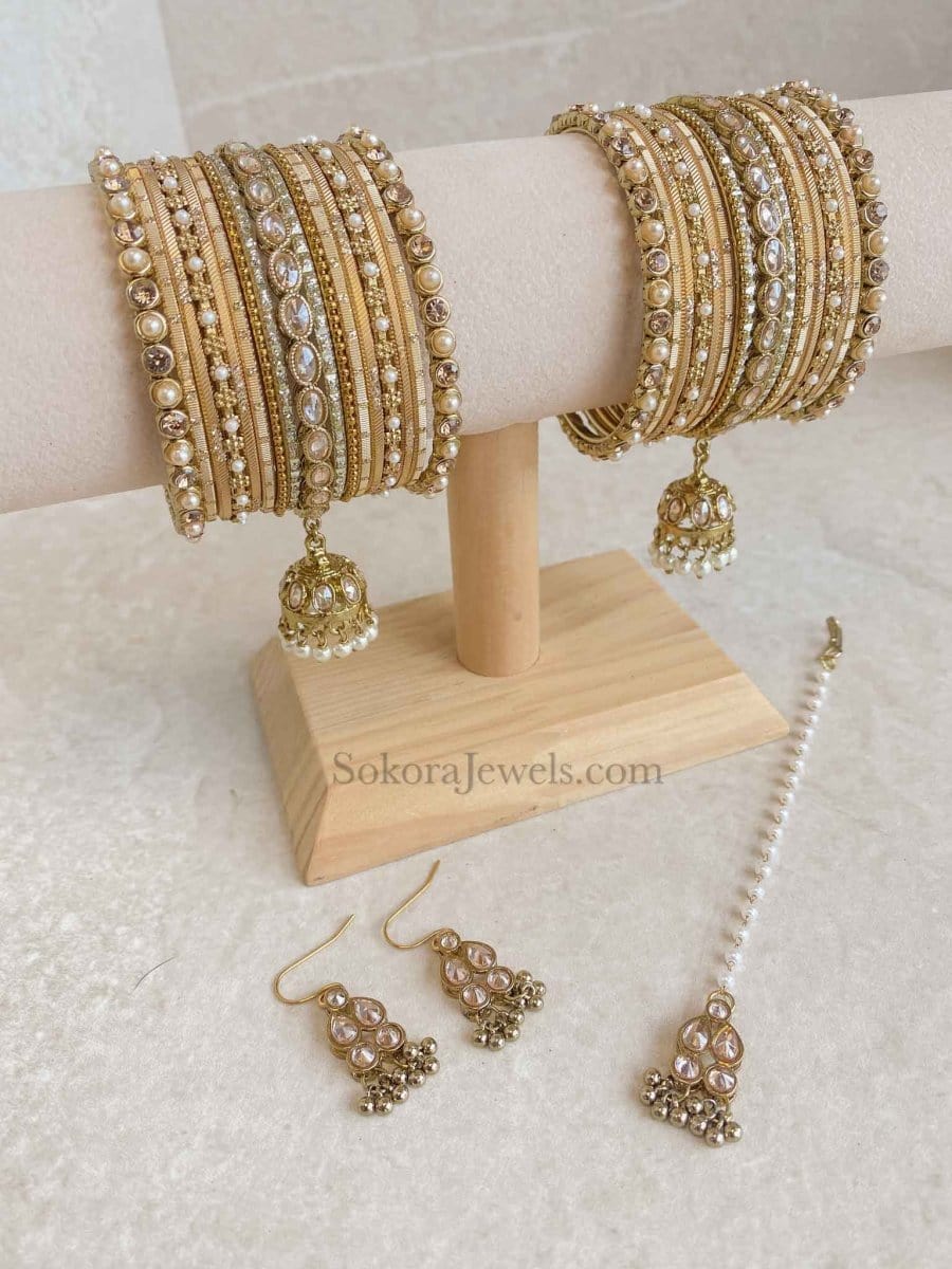 Tiny Earring's, Tikka & Jhumka Box Set - Golden – SOKORA JEWELS