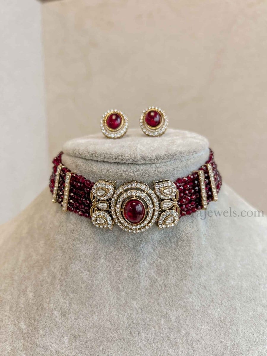 Kundan and Maroon Choker set – SOKORA JEWELS