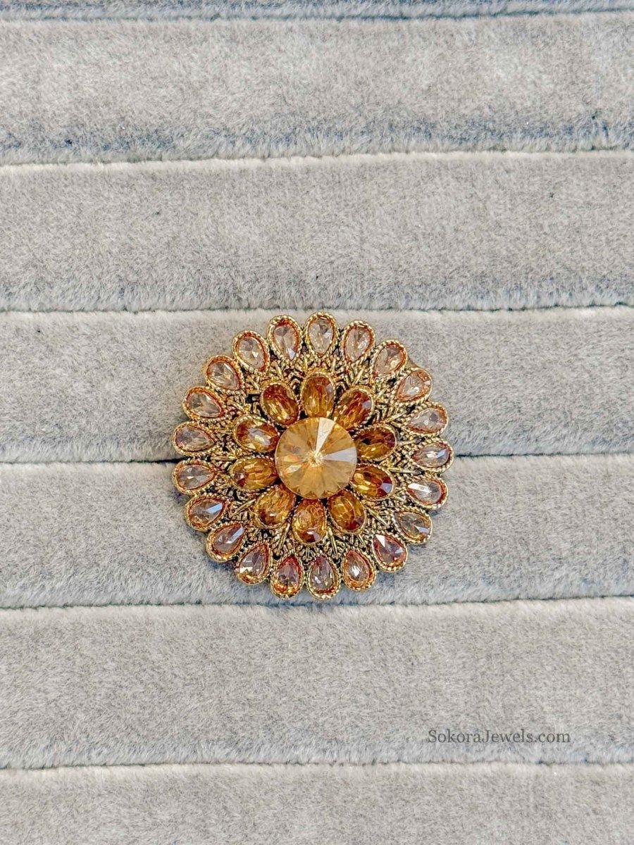 Large Antique Gold Ring - Champagne – SOKORA JEWELS