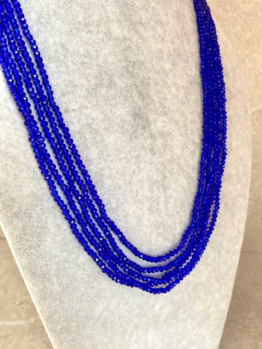 Long Maroon Bead mala - Blue – SOKORA JEWELS