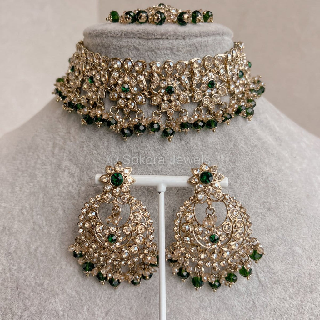 Megan Choker Set - Green – SOKORA JEWELS
