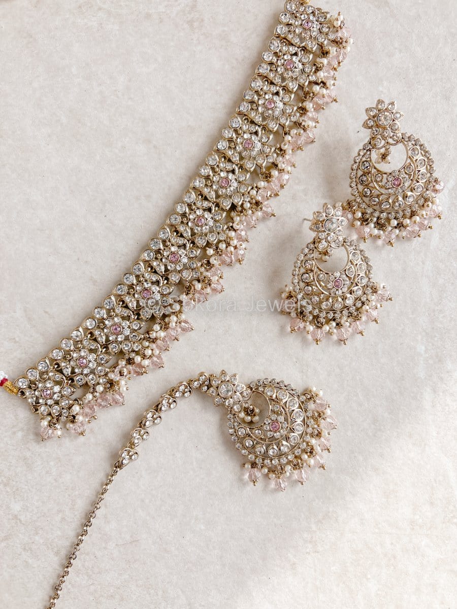 Megan Light Pink Choker Set – SOKORA JEWELS