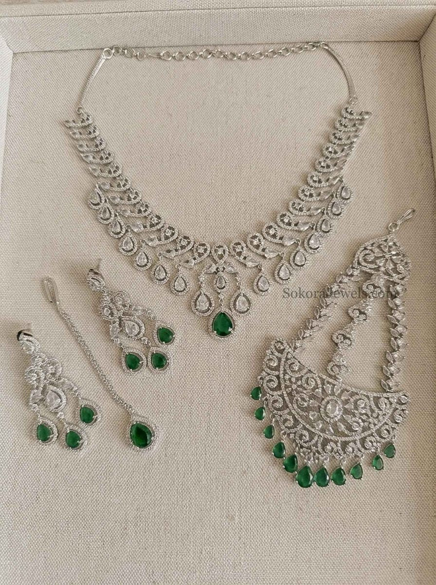 Sokora Jewels Tear Drop American Diamond Necklace Sets – SOKORA JEWELS