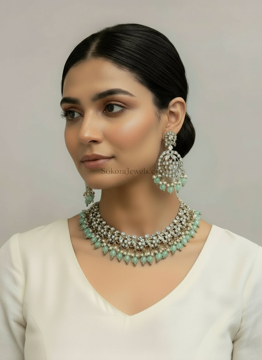 Preasha Clear Necklace Sets - 7 Colour Options – SOKORA JEWELS