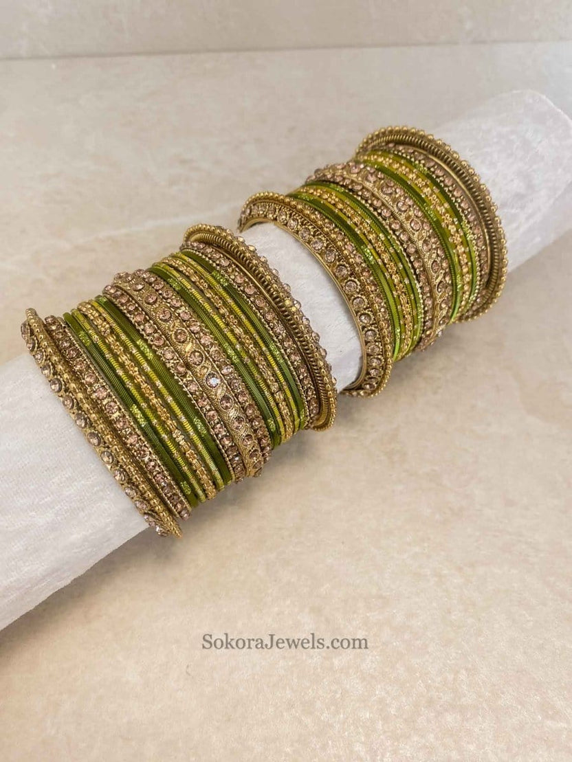 Small Golden Shimmer Crystal Bangles – SOKORA JEWELS