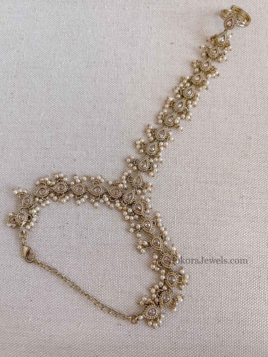 Rekha Pearl Drop Hand Harness – SOKORA JEWELS