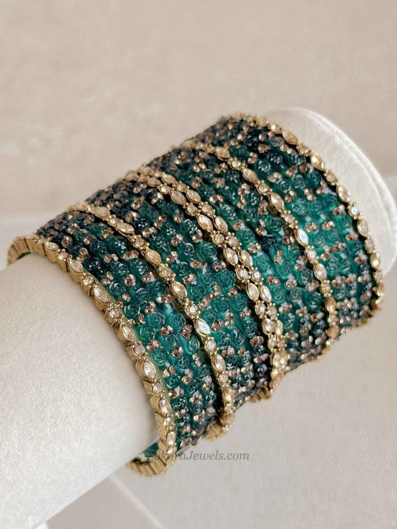 Viral Kashmiri Glass Bangles Set with Ghungroo – SOKORA JEWELS