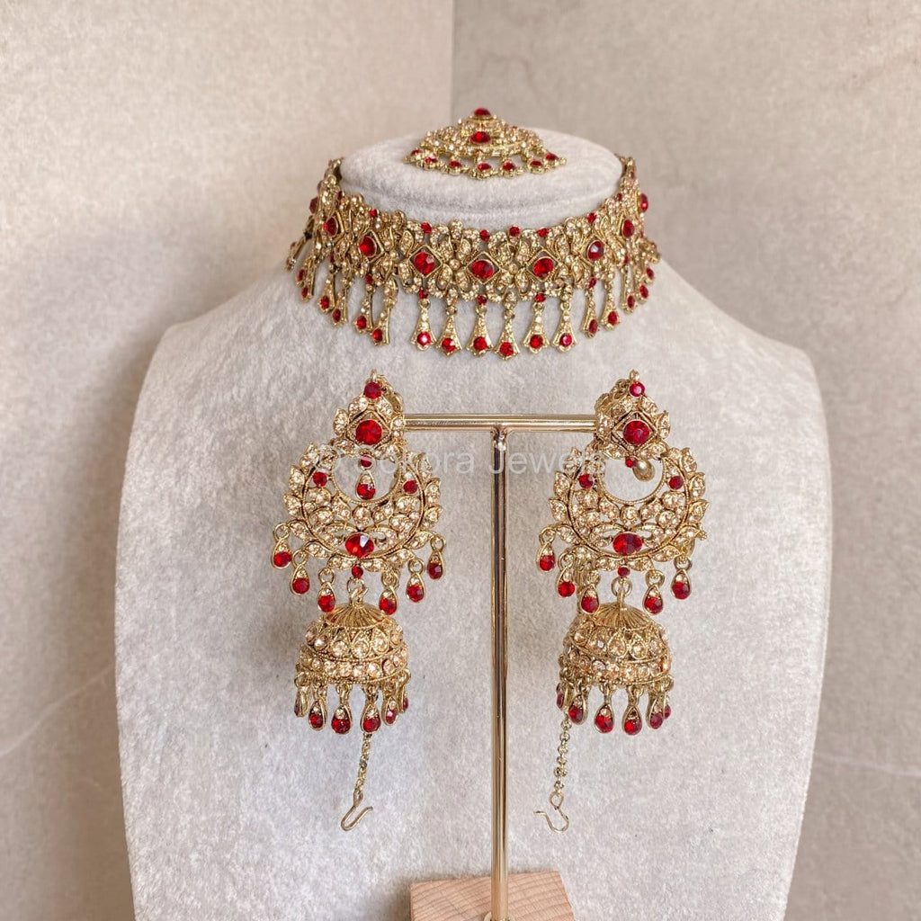Rubina Choker set - Maroon – SOKORA JEWELS