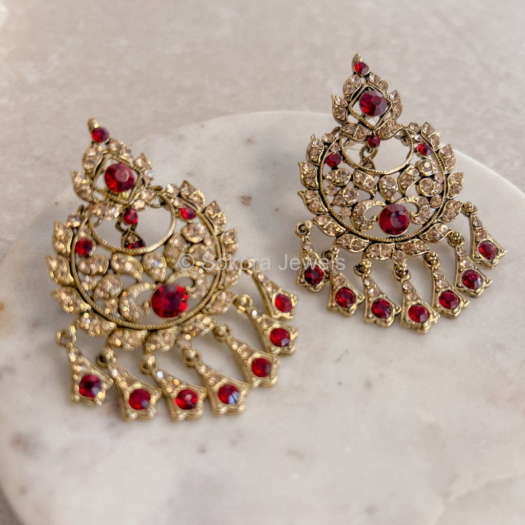 Rubina Earrings - Maroon – SOKORA JEWELS