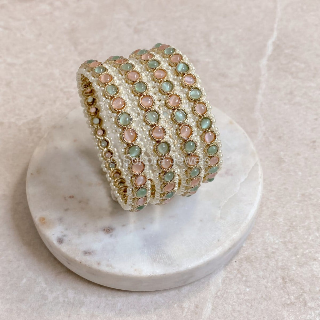 Set of 4 Ameli Pearl Edge Bangles - Pastel – SOKORA JEWELS