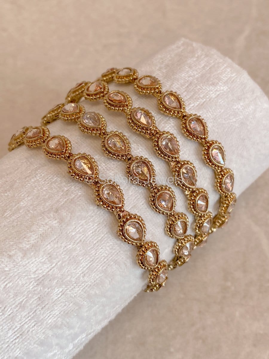 Set of 4 Baani Teardrop Bangles - Champagne – SOKORA JEWELS