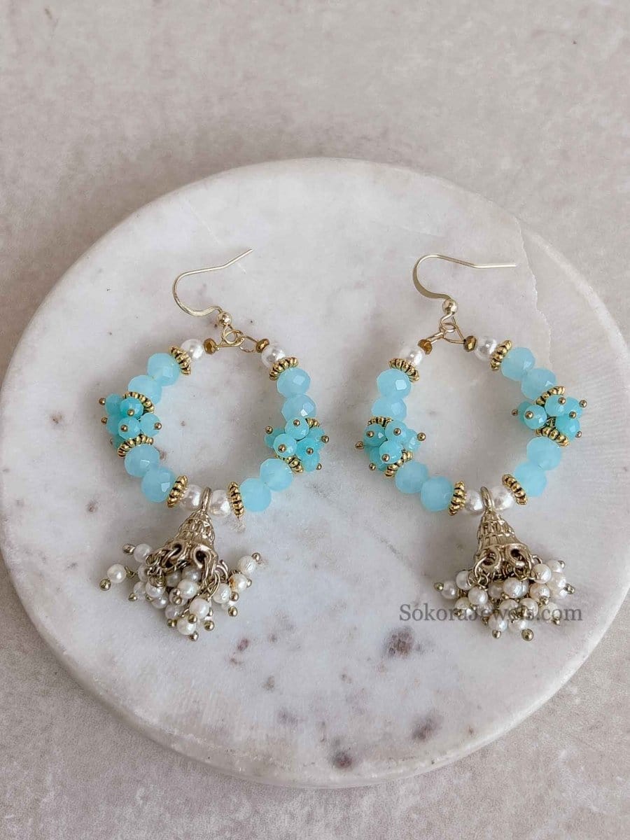 Small Light Blue Hoops – SOKORA JEWELS