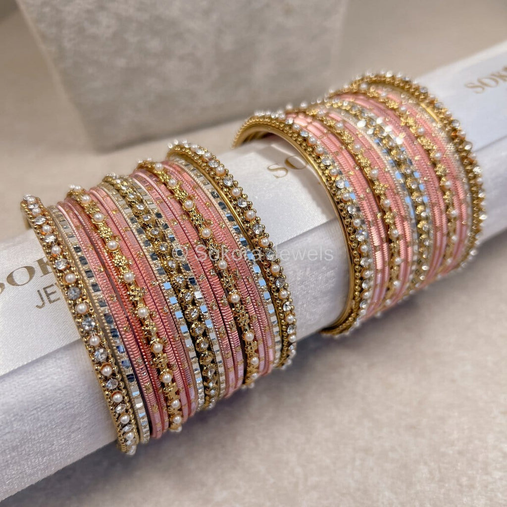 Small Pink Glitter Bangle set – SOKORA JEWELS