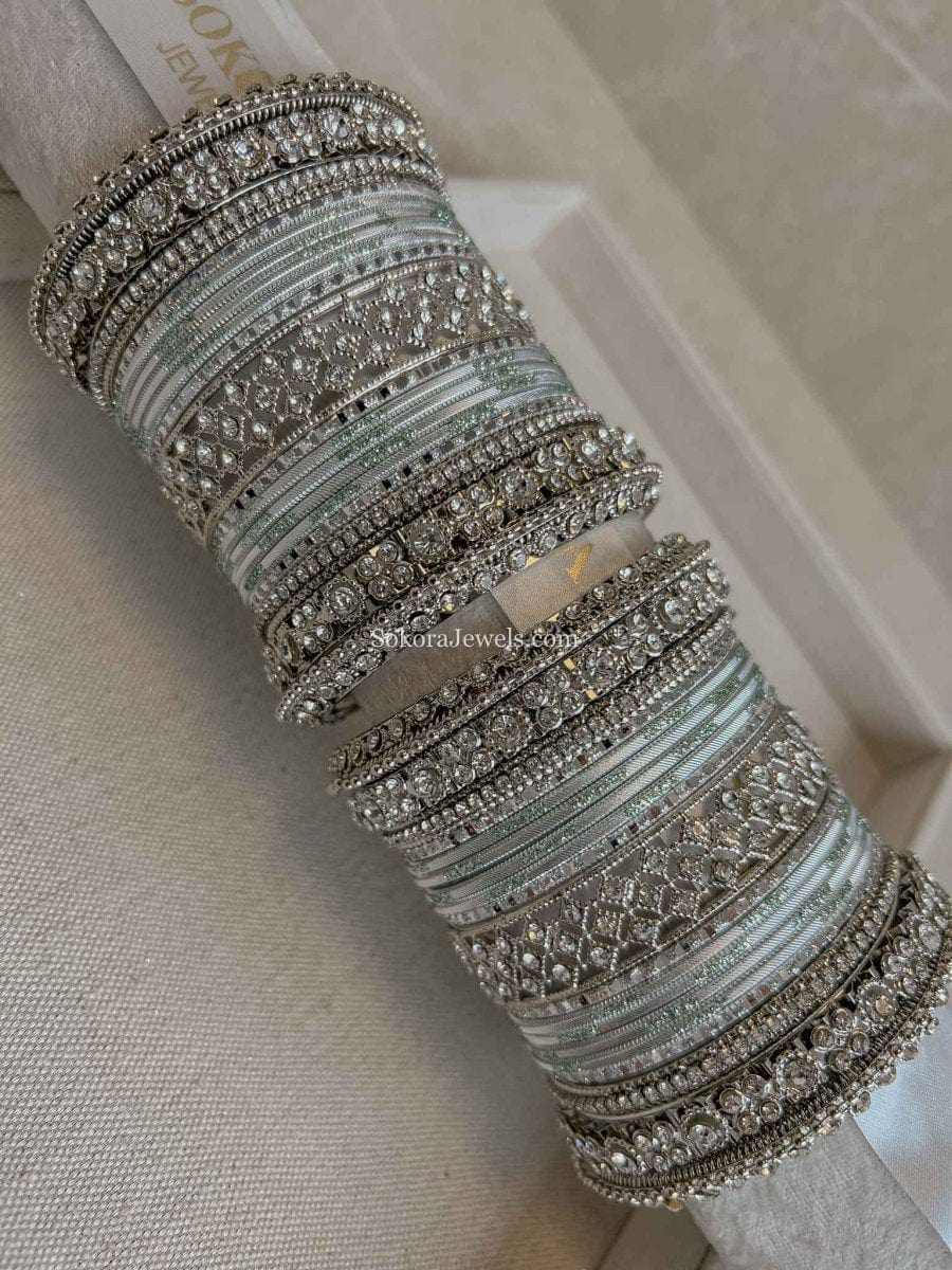 Soft Sheen Silver Bangle Sets – SOKORA JEWELS