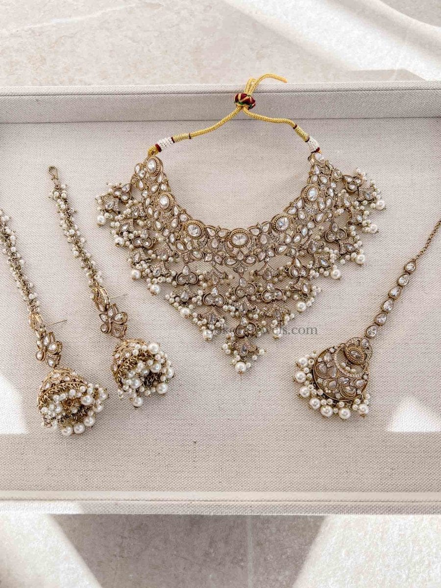 Tamara Clear Crystal Bridal Necklace Set – SOKORA JEWELS