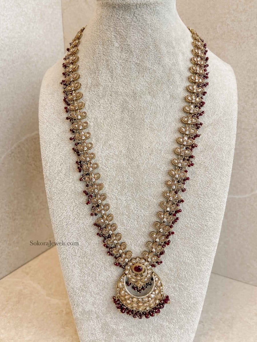 Tamara Long Necklace - Maroon – SOKORA JEWELS