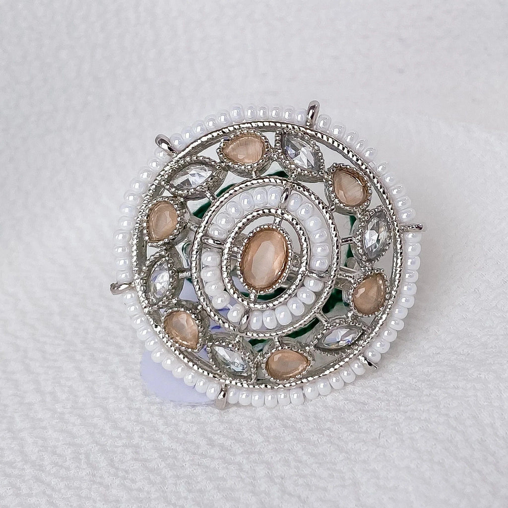 Silver/Peach Mughal Ring – SOKORA JEWELS