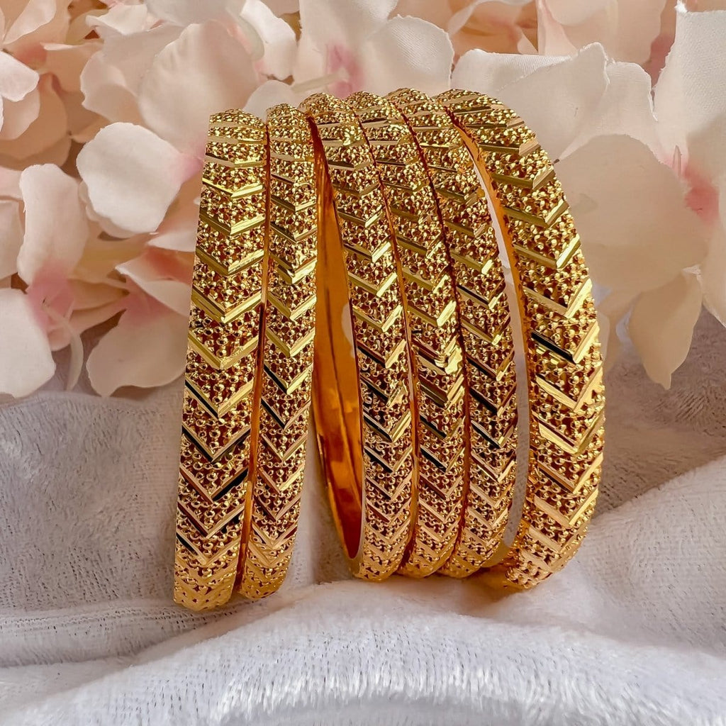 Fine set of 6 22k Gold Plate Bangles – SOKORA JEWELS