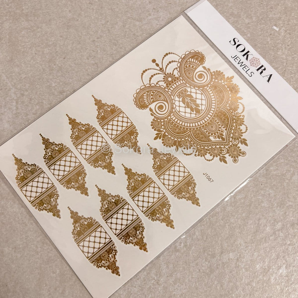 Gold Henna/ Mendhi Temporary Tattoo: Paisley (One Hand) – SOKORA JEWELS