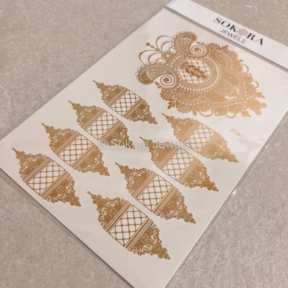 Gold Henna/ Mendhi Temporary Tattoo: Paisley (One Hand) – SOKORA JEWELS