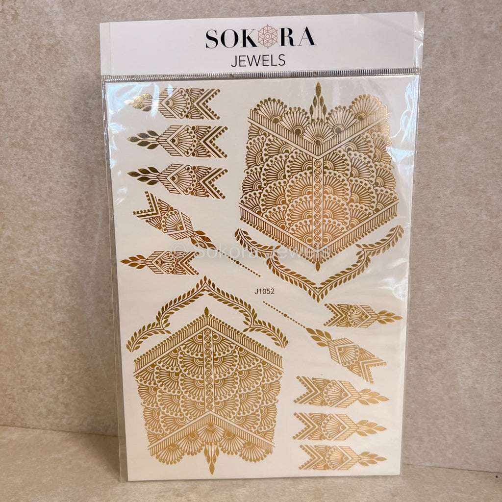 Gold Henna/ Mendhi Temporary Tattoo: Swirl (One Hand) – SOKORA JEWELS
