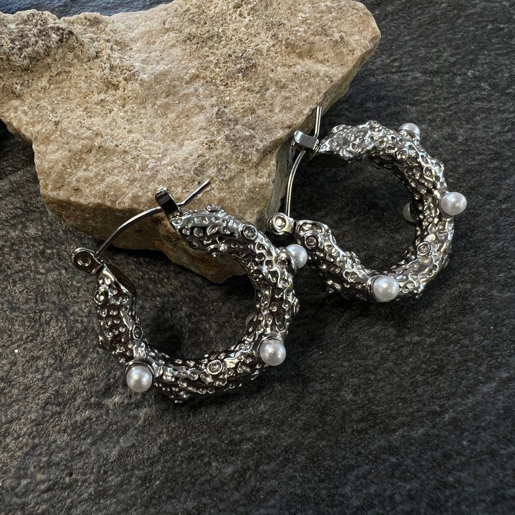 Kora Pearl Silver Hoop Earrings – SOKORA JEWELS