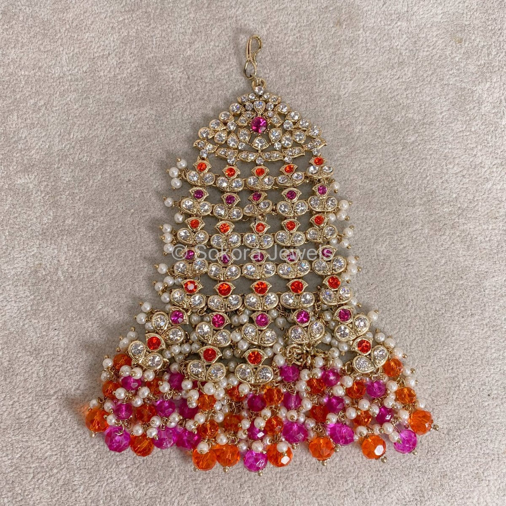 Maniba Jhumar - Pink/Orange – SOKORA JEWELS