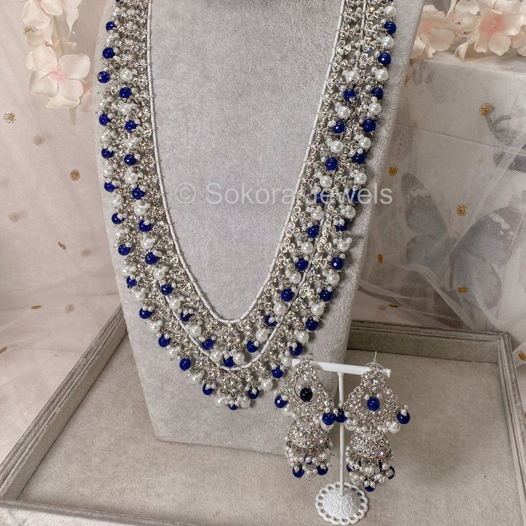 Maniba Long Necklace set - Navy – SOKORA JEWELS