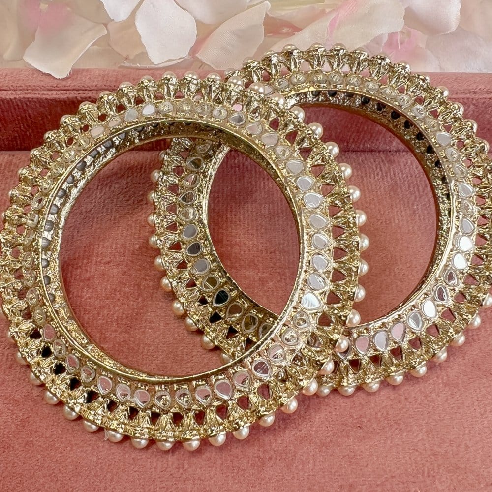 Pair of High Pearl Edge Mirrored Bangles – SOKORA JEWELS