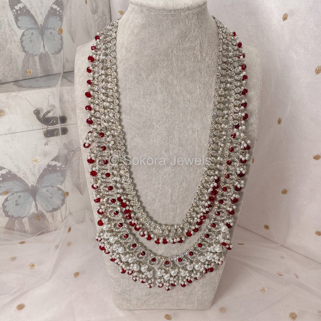 Rezwana Long Necklace - Maroon – SOKORA JEWELS