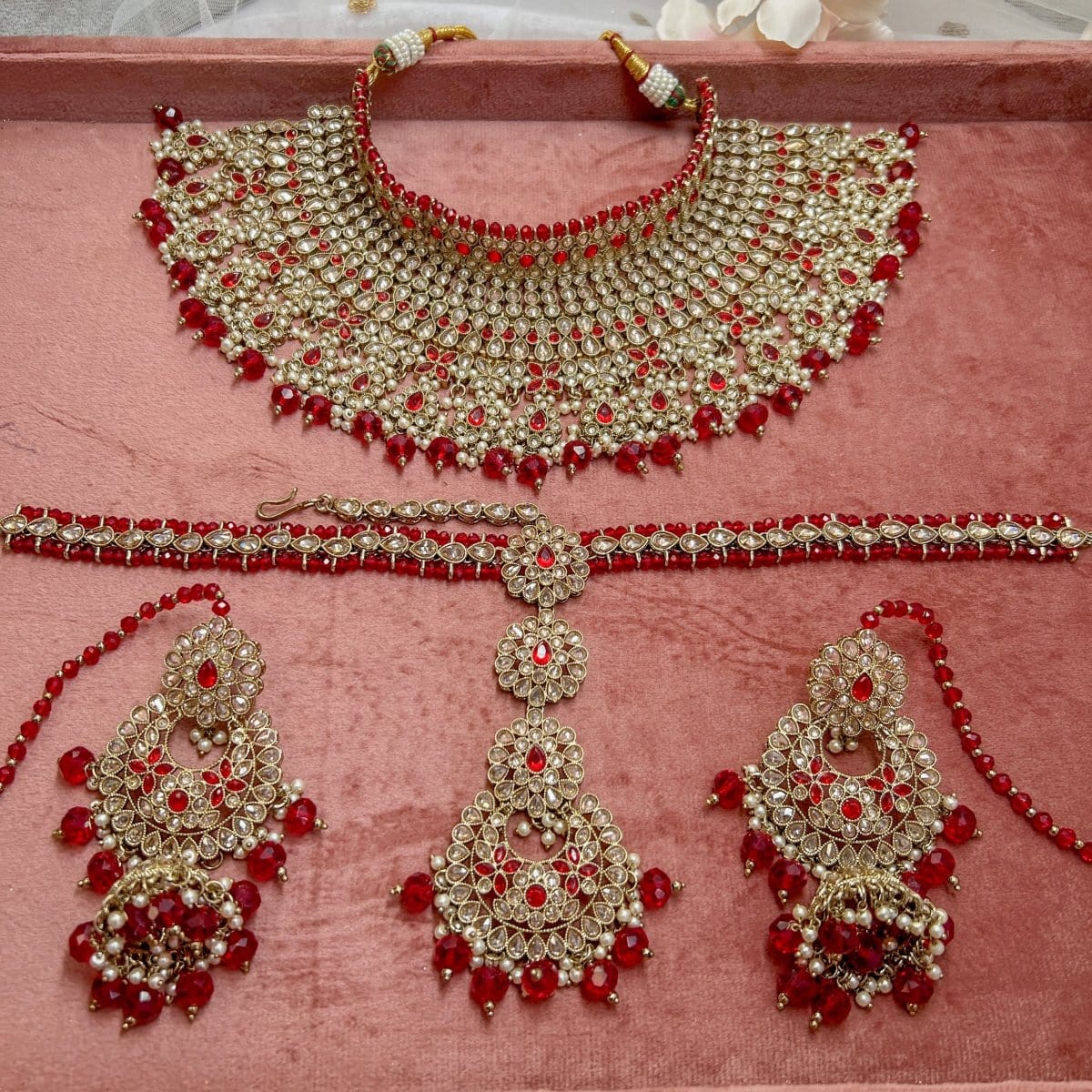 Sarah Bridal set - Red – SOKORA JEWELS